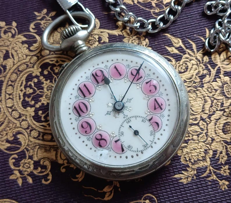 Vintage Working Pocket Watch 1910 With a Chain, Antique Working Watch ...