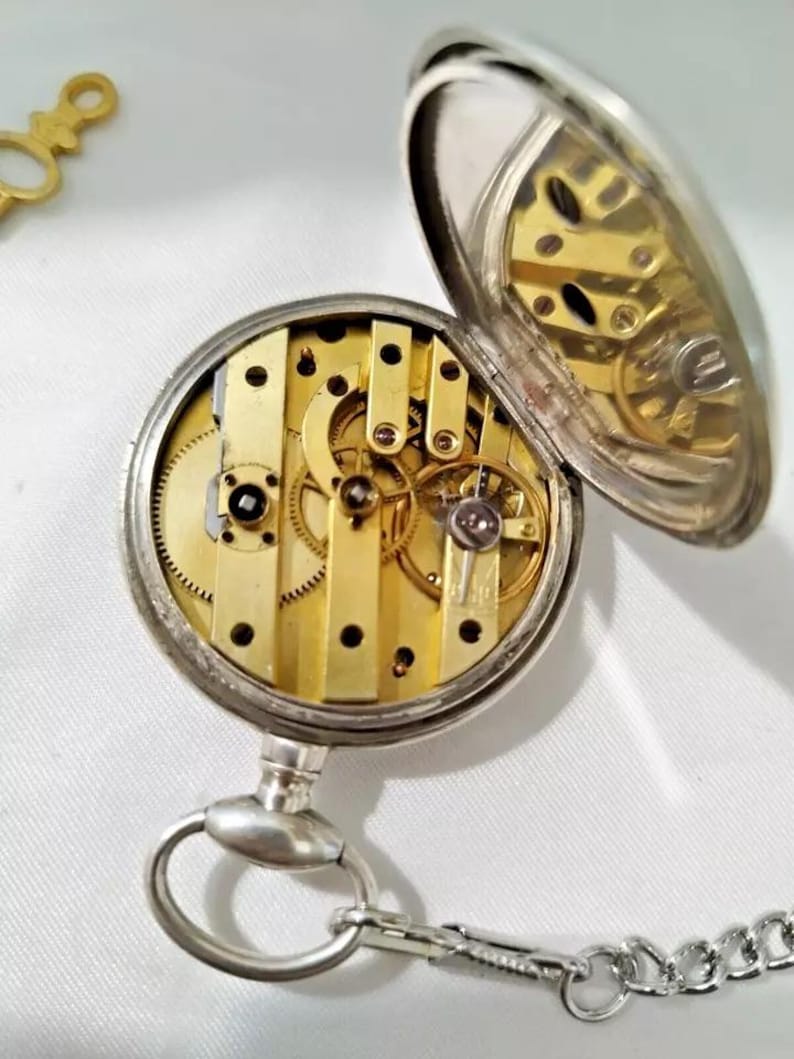 Silver Pocket Watch 1860, Vintage Working Pocket Watch With Silver Case ...