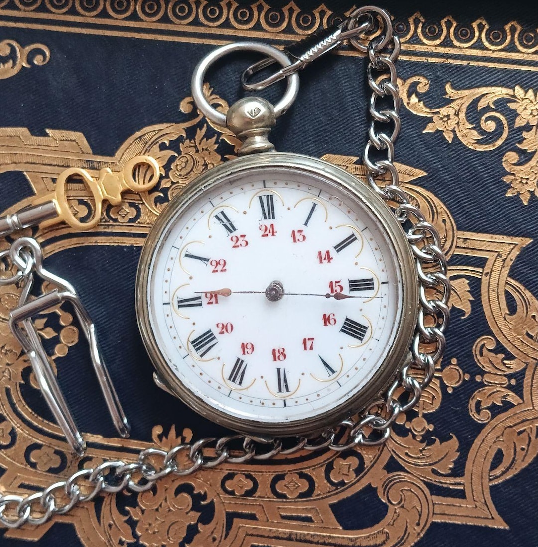 Vintage Silver Working Pocket Watch 1860 With Engraving Dog, Antique ...