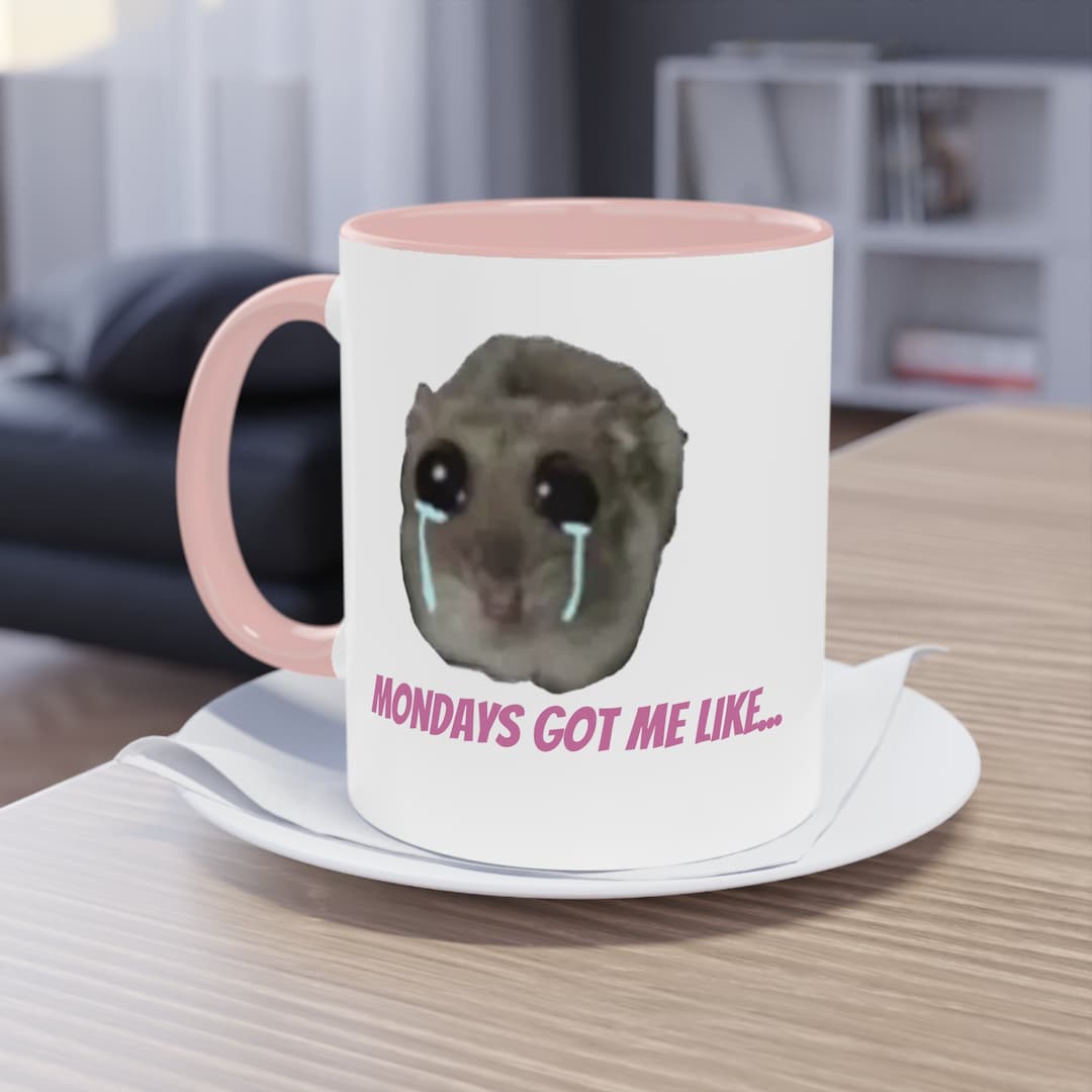 Sad Hamster 'mondays Got Me Like...' Two-tone Coffee Mug - Crying Emoji ...