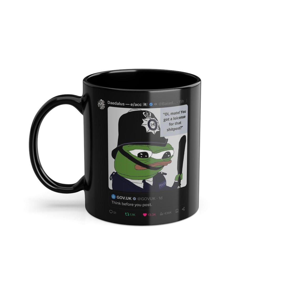 Funny Satirical British Police Meme Mug Featuring Pepe the Frog With ...