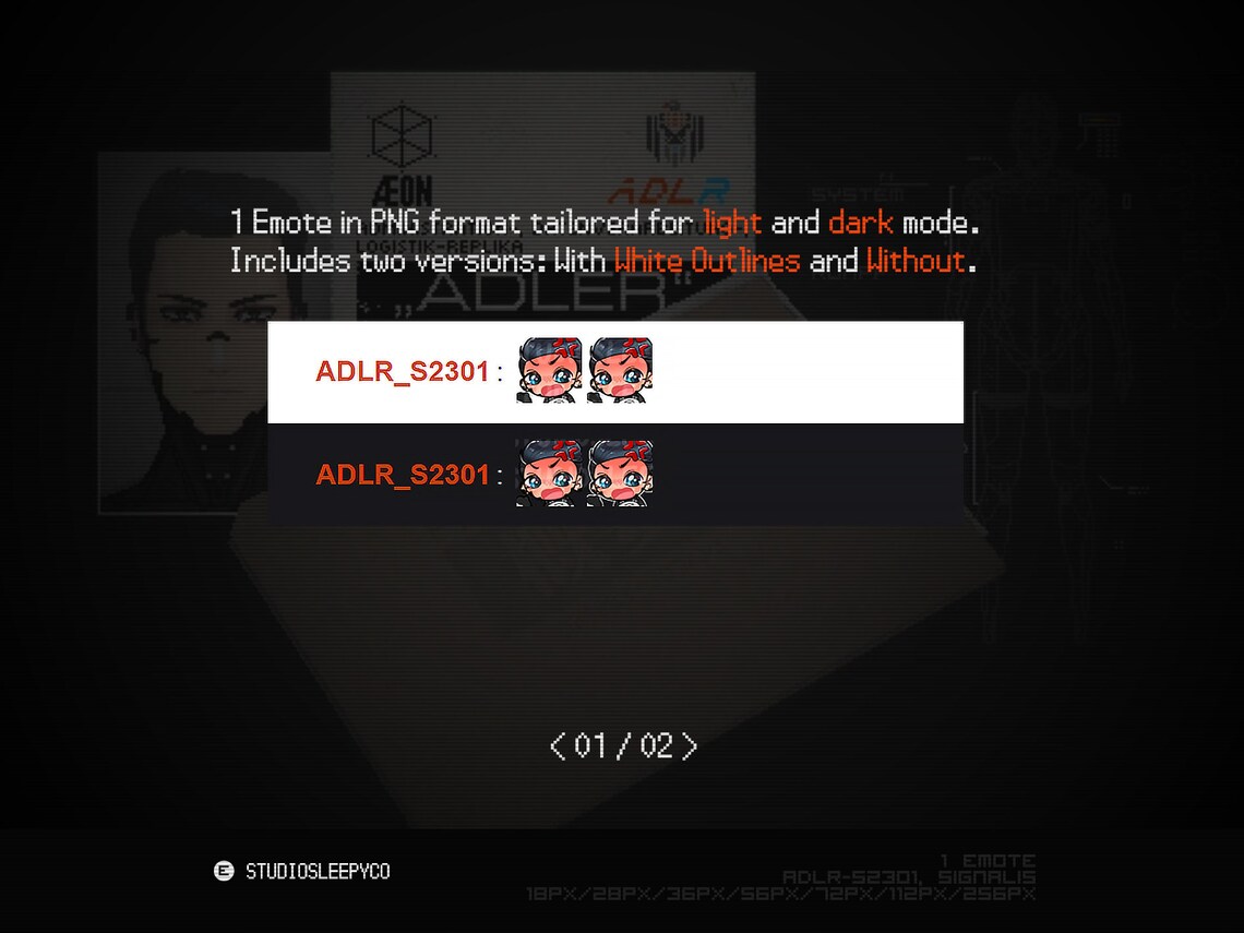 SIGNALIS Adler (ADLR-S3201) Pre-made Chibi Angry Emote Ready-to-use for ...