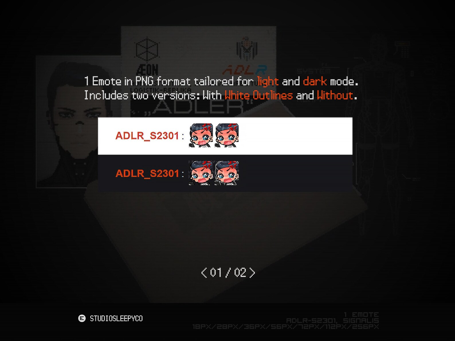 SIGNALIS Adler (ADLR-S3201) Pre-made Chibi Angry Emote Ready-to-use for ...