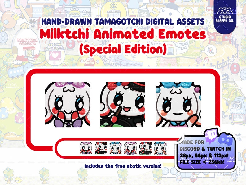 TAMAGOTCHI Uni Milktchi Animated Emotes Digital Sticker - Etsy