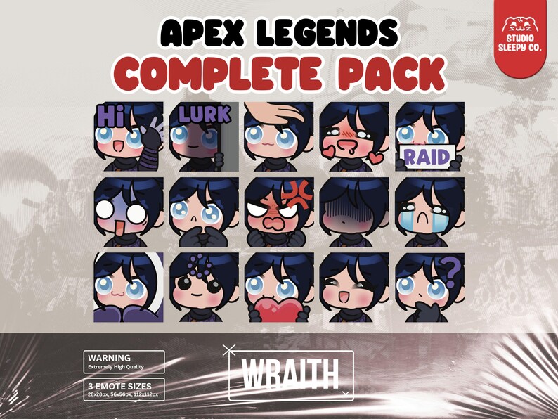 Wraith Apex Legends Chibi Emote Bundle for Discord, Twitch, Youtube ...