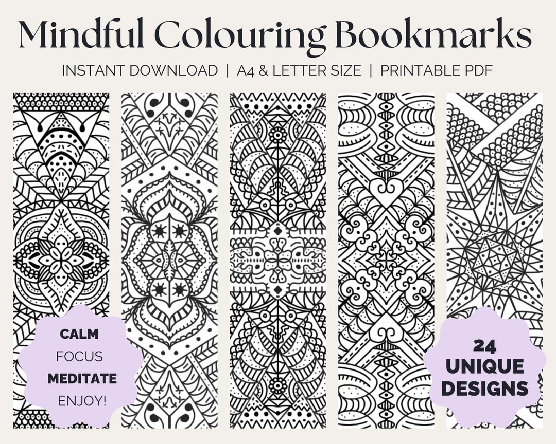 Mindful Colouring Bookmarks | Digital Download | Printable | Calming ...
