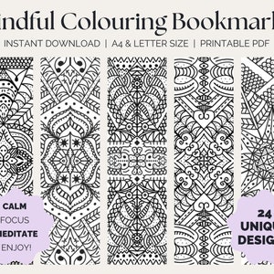 Mindful Colouring Bookmarks | Digital Download | Printable | Calming ...