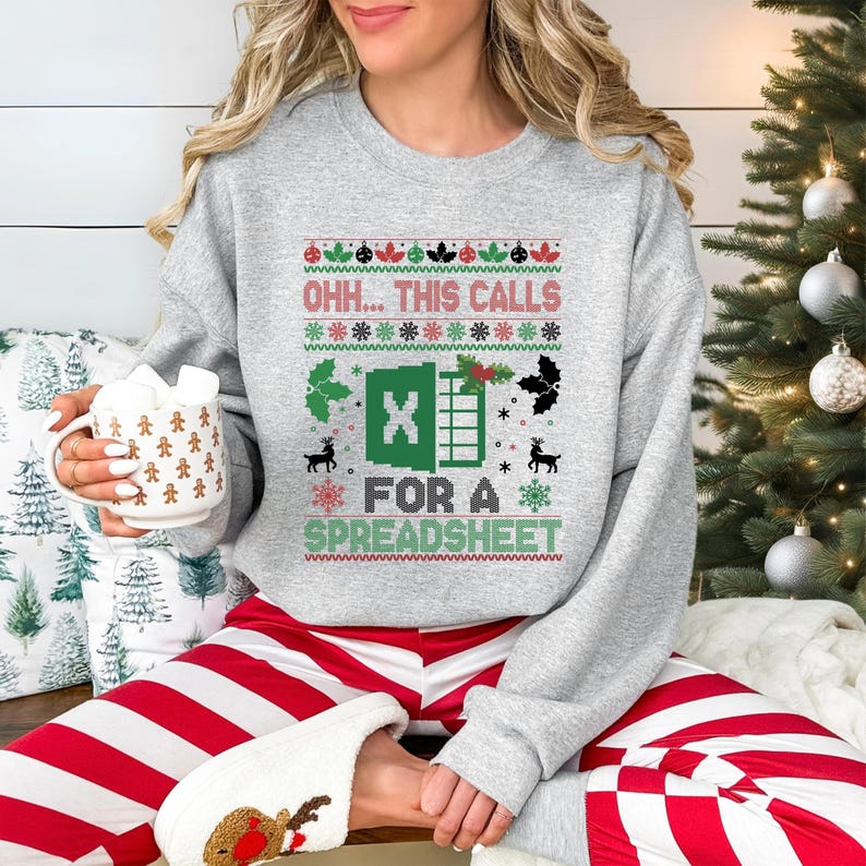Spreadsheet Excel Ugly Sweatshirt, Funny Accountant Christmas Gift ...