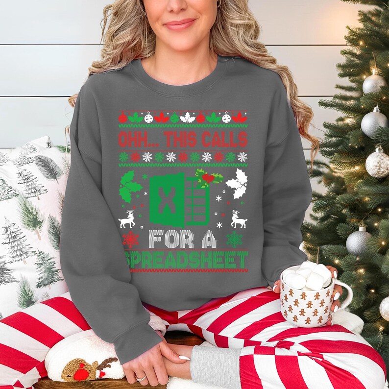 Spreadsheet Excel Ugly Sweatshirt, Funny Accountant Christmas Gift ...