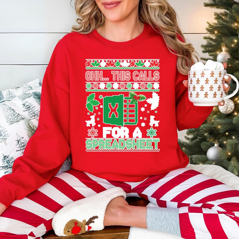 Spreadsheet Excel Ugly Sweatshirt, Funny Accountant Christmas Gift ...