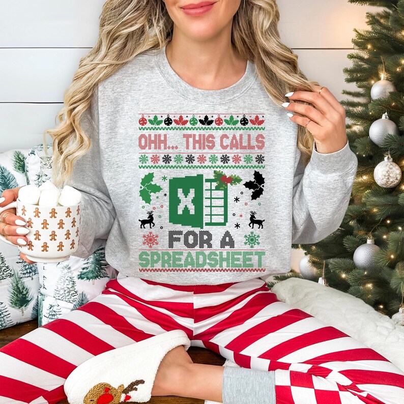 Spreadsheet Excel Ugly Sweatshirt, Funny Accountant Christmas Gift ...