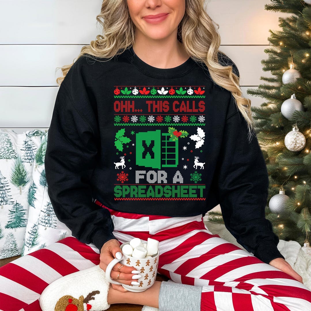 Spreadsheet Excel Ugly Sweatshirt, Funny Accountant Christmas Gift ...