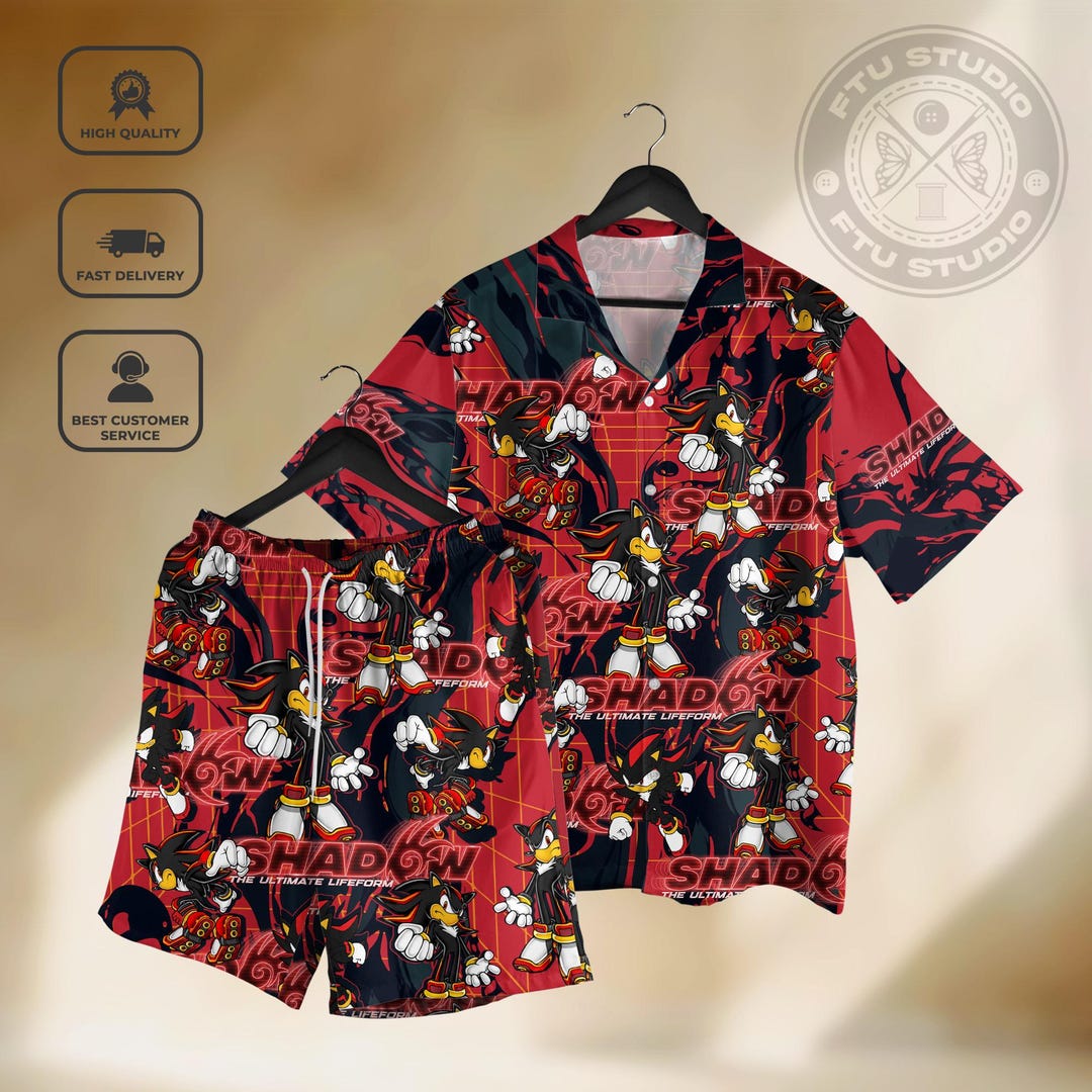 Shadow Hedgehog Hawaiian Shirt: Gaming Adventure, Japanese Style - Etsy