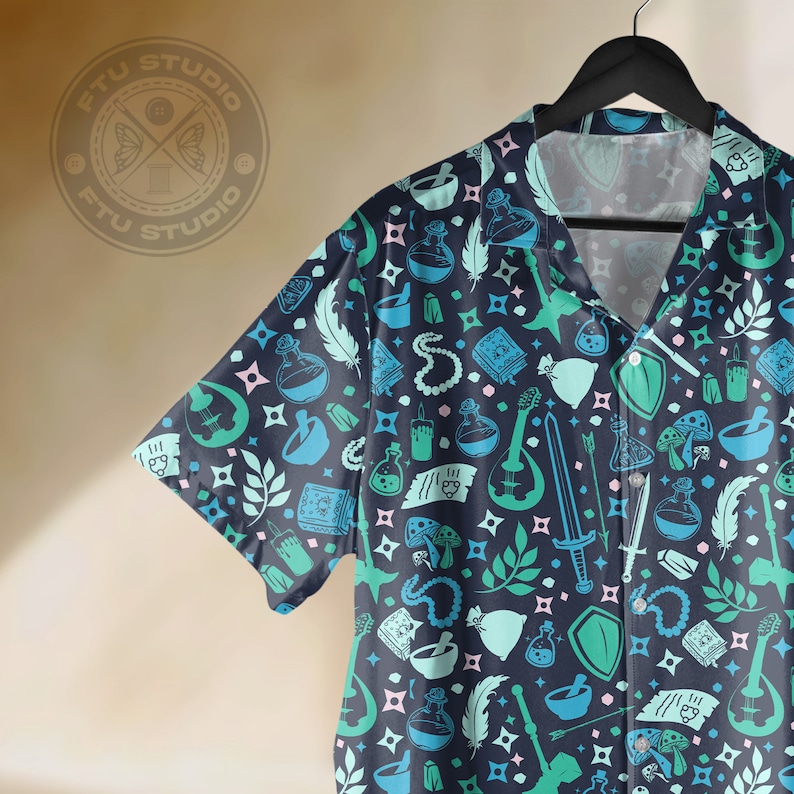 Dungeons Master Hawaiian Shirt: Magical Forest Green D&D Design - Etsy