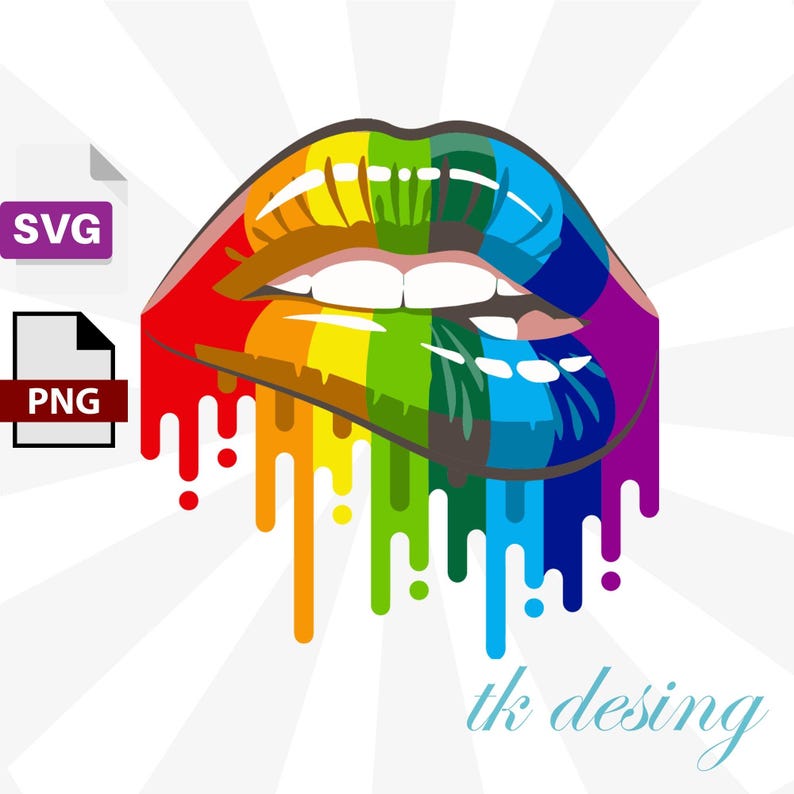 Rainbow Drip Lips PNG, Sublimation Graphics, Rainbow Lips PNG, PNG Lip ...