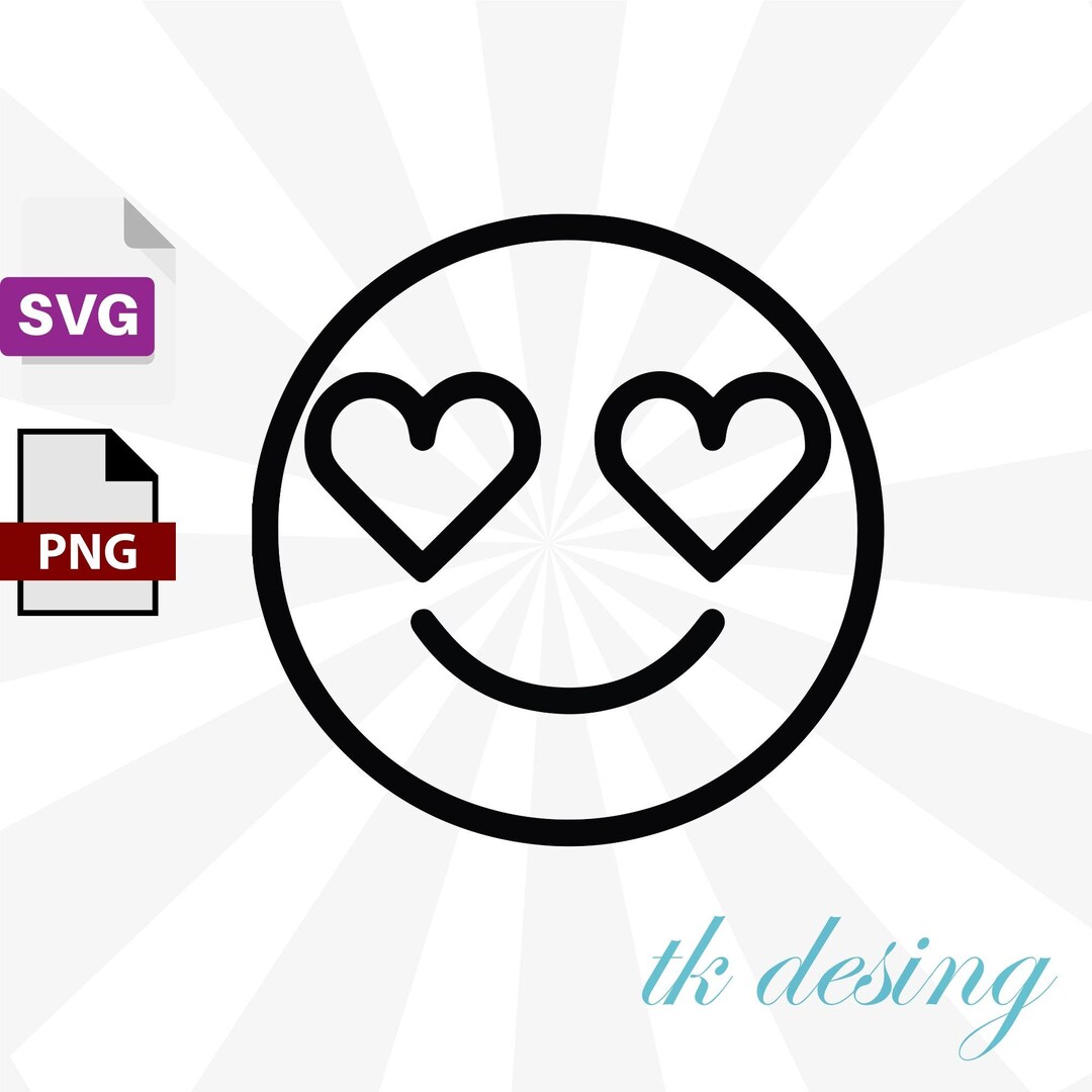 Smiley Face Digital Download SVG PNG Smiley Heart Face - Etsy