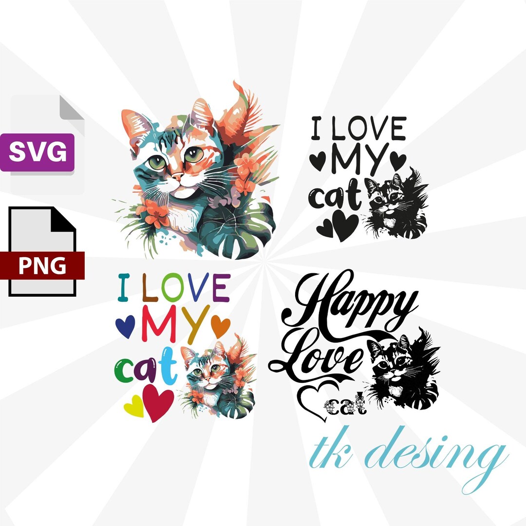 Cute Cat Clipart Bundle, Clip Art Set of 20 High Quality Pngs, Happy ...