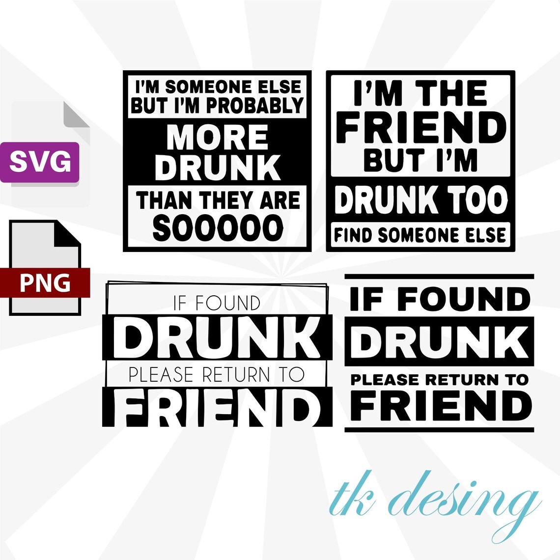 Funny Drinking Quotes SVG, Drunk Friends PNG Bundle (digital Download ...