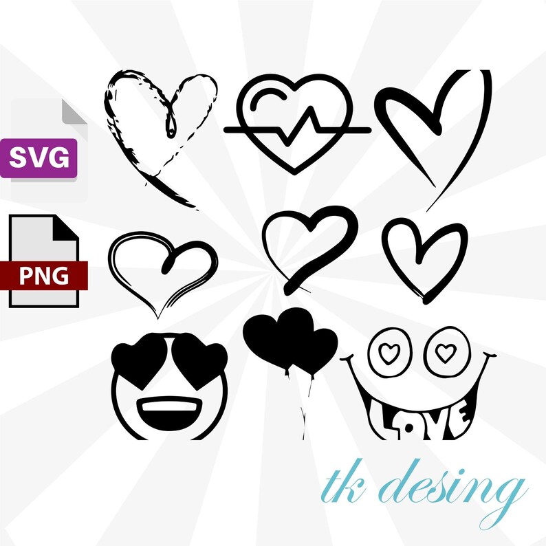 Heart Svg, Heart Bundle Png, Hand Drawn Heart Svg, Valentine's Day ...