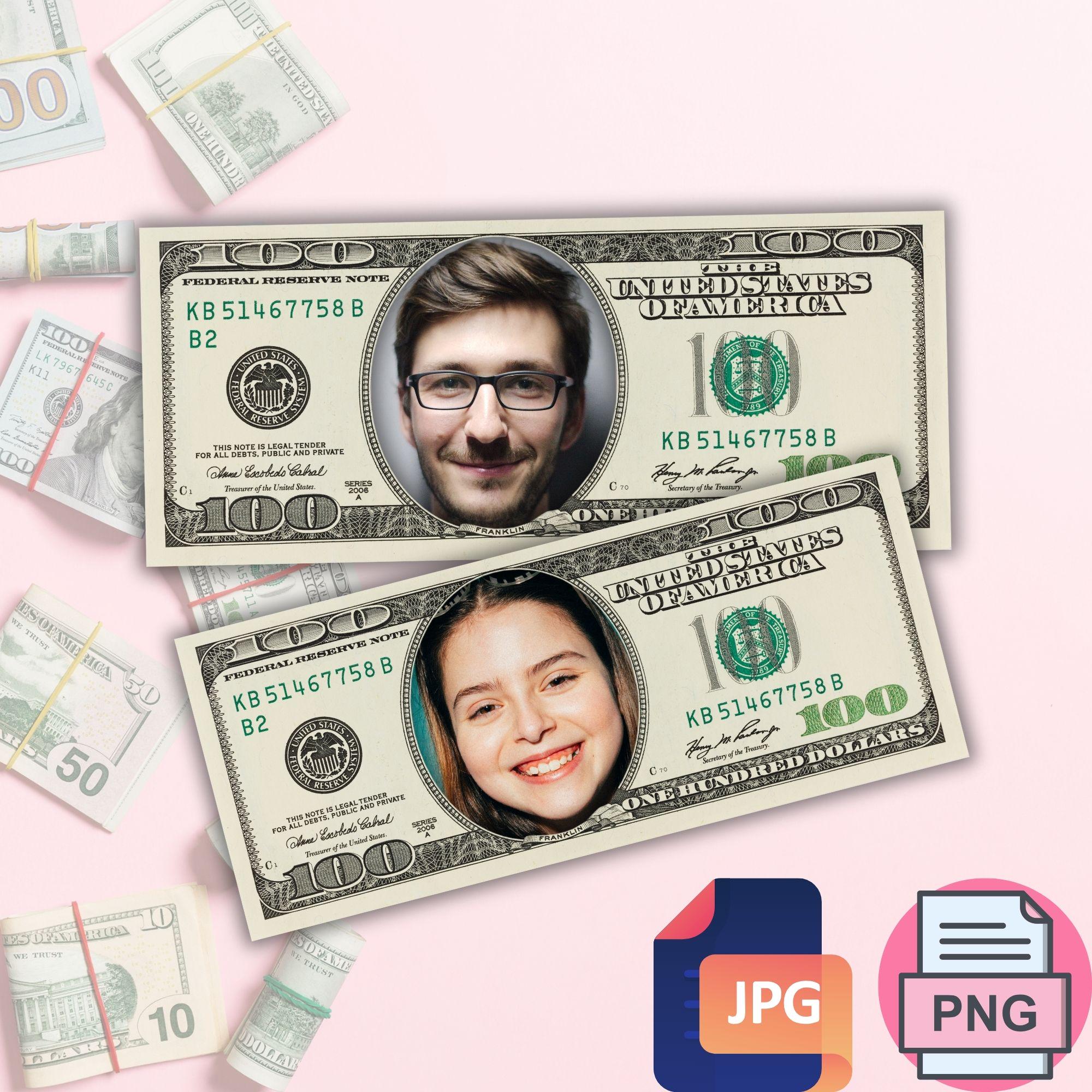 Dollar Bill Template, Your Face on Money, Personalized Dollar, Editable ...