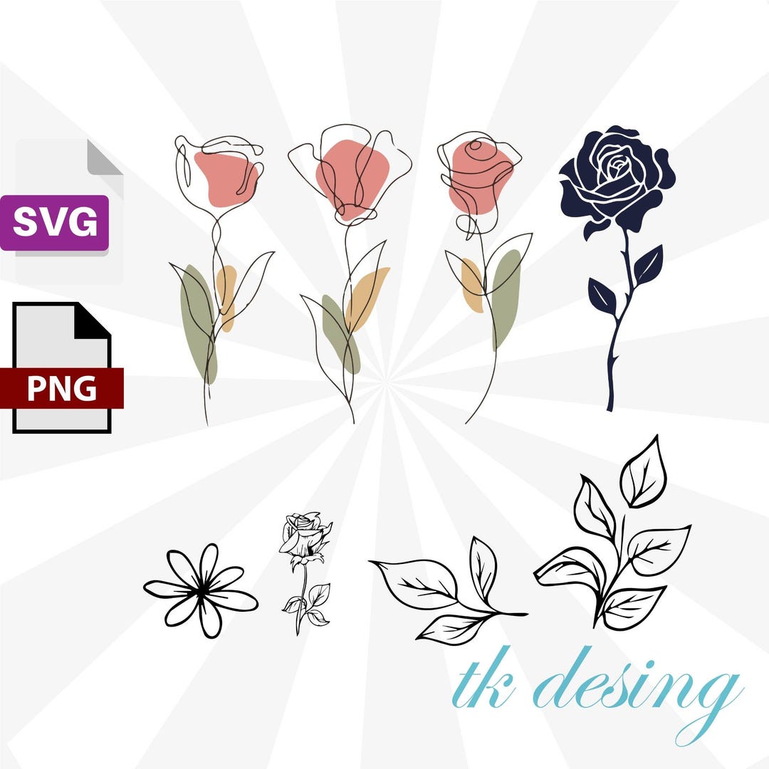 Two Layered Rose Laser Cut SVG Files, Vector PNG Files for Wood Laser ...