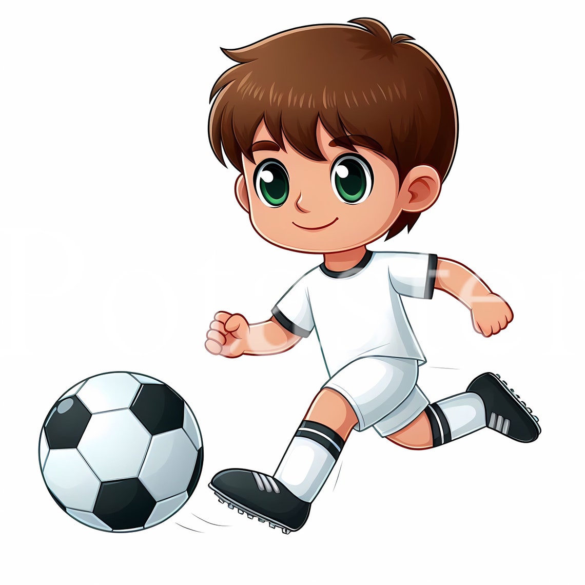 Cartoon Boy Soccer Player Clipart, Sports Illustration (commercial Use ...
