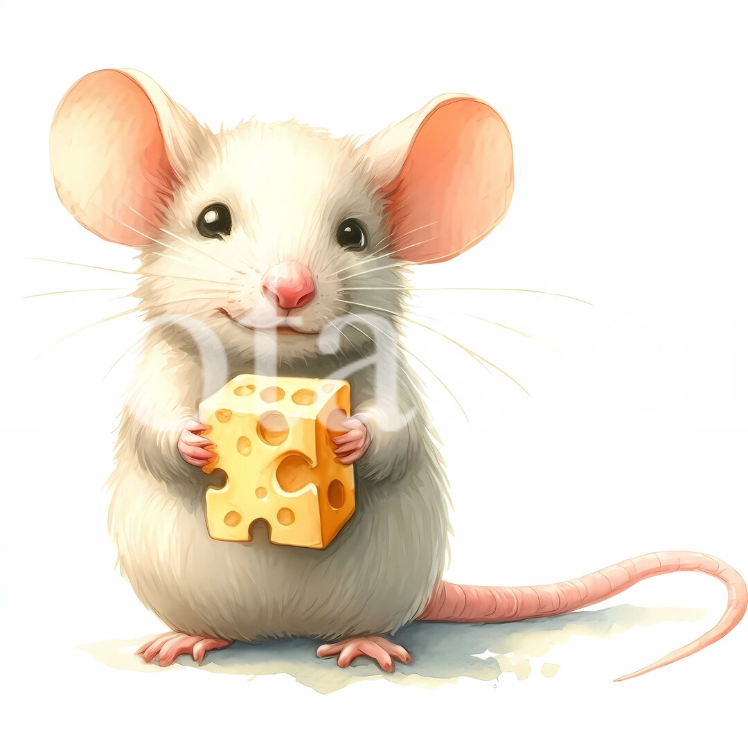 5 Mouse Holding Cheese Clipart Cute Mouse Clipart Card Making Mixed ...