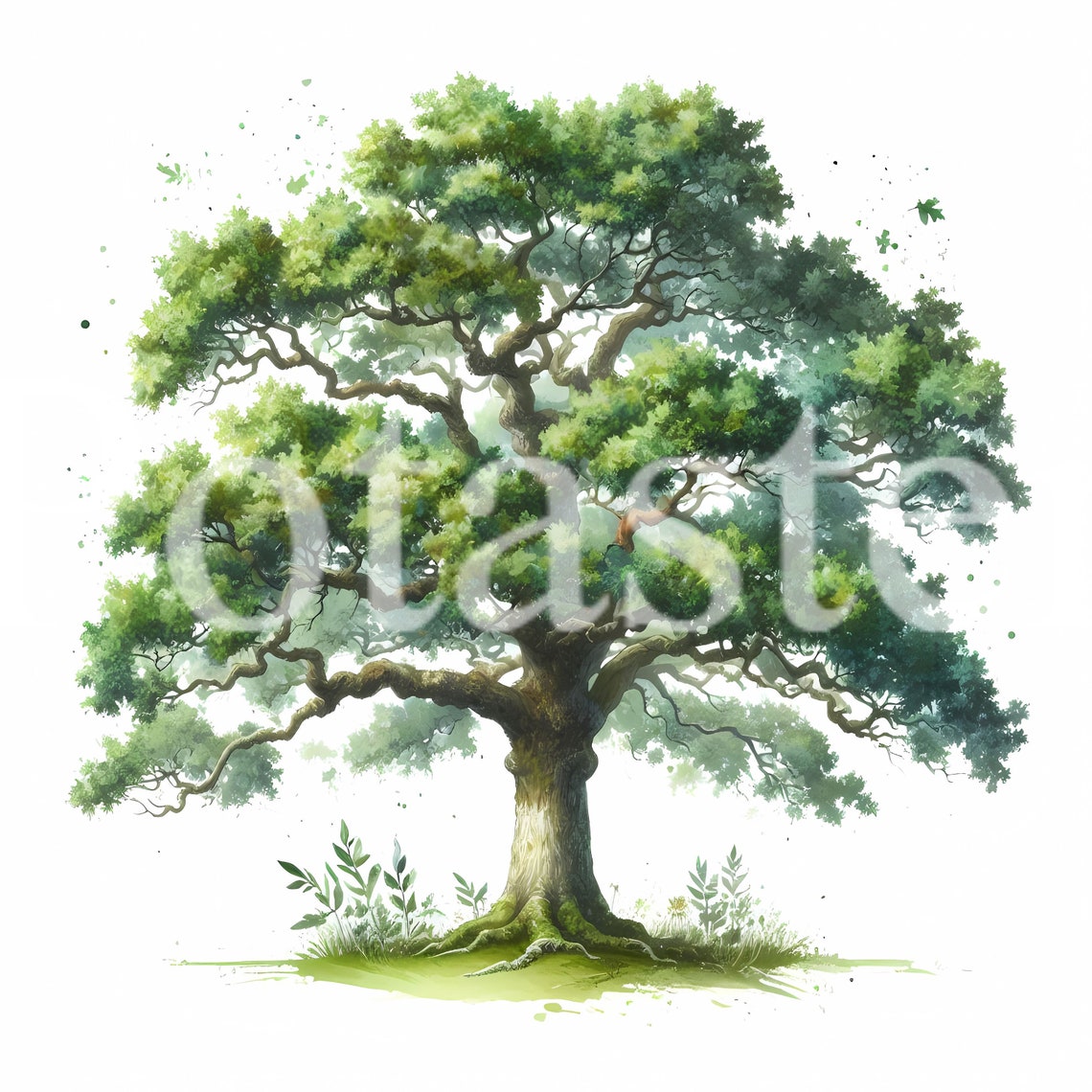 5 Oak Tree Clipart Green Oak Tree Green Summer Tree Spring Tree Digital ...