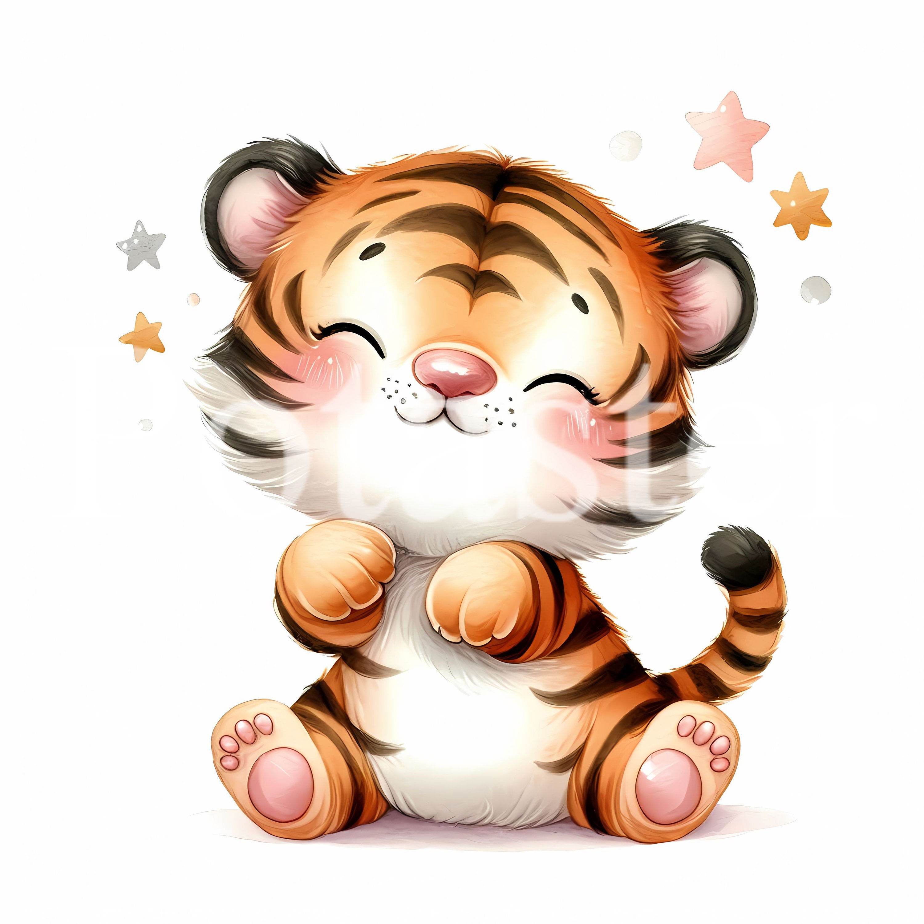 5 Cute Tiger Clipart Tiger Watercolor Clipart Cute Watercolor Aquarel ...