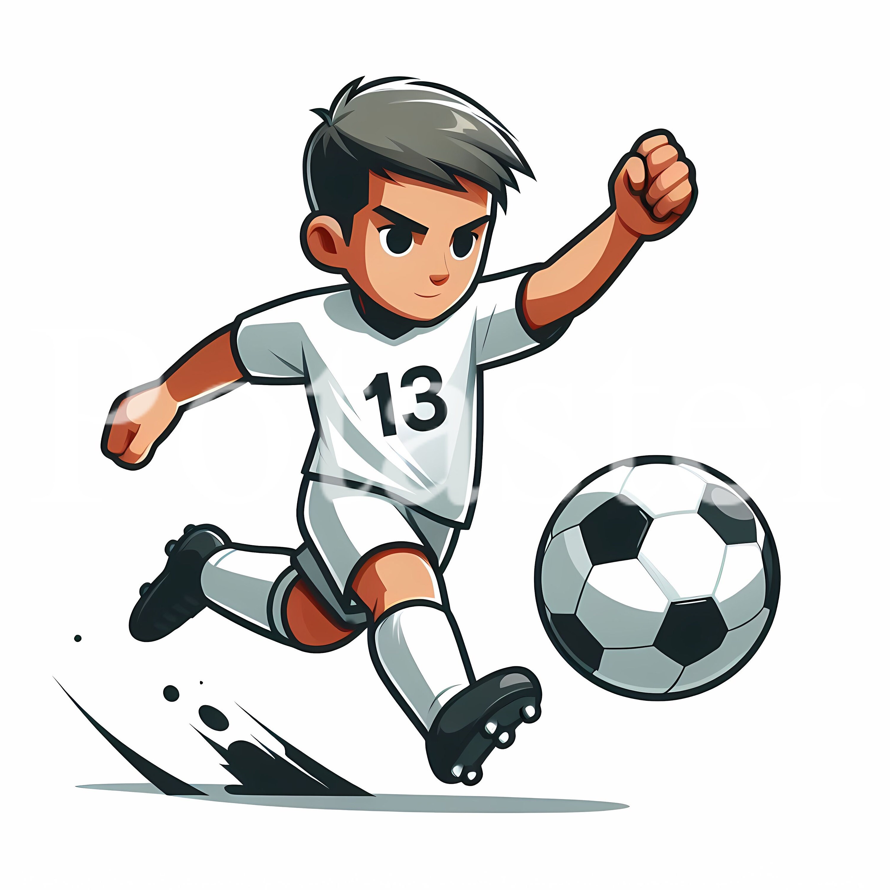 Boy Soccer Player Clipart, Cartoon Football Illustration (commercial ...