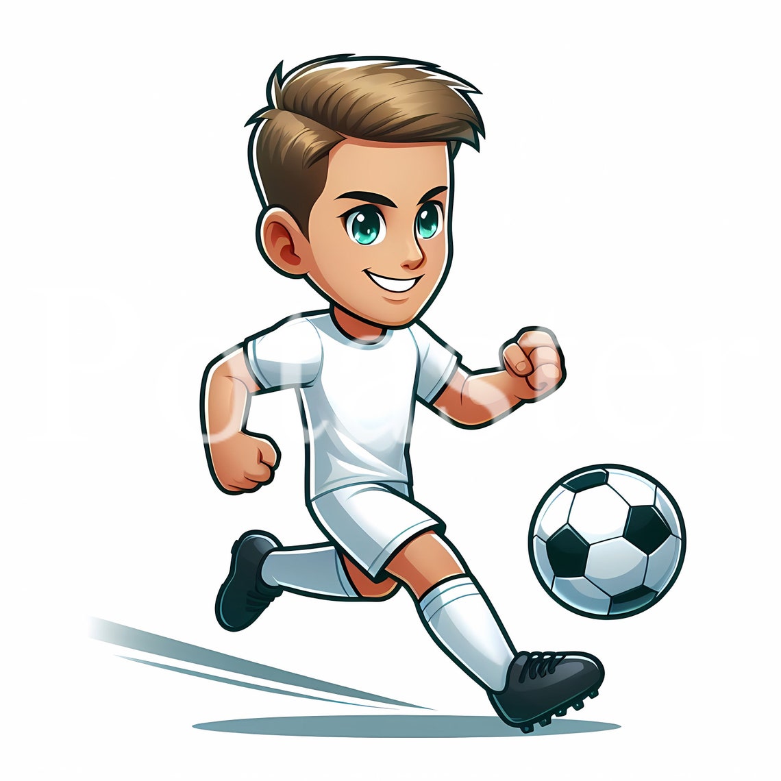 Boy Soccer Player Clipart, Cartoon Football Illustration (commercial ...