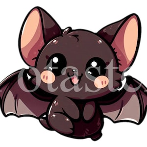 8 Cute Bat Clipart Bat Watercolor Clipart Cute Watercolor Cartoon Bat ...