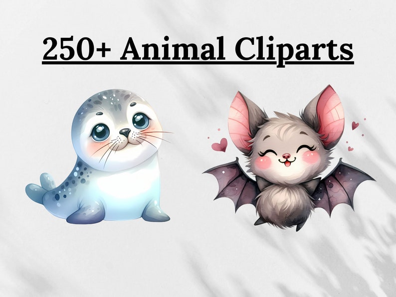 Cute Animal Watercolor Clipart Pack, Commercial Use (instant Download ...