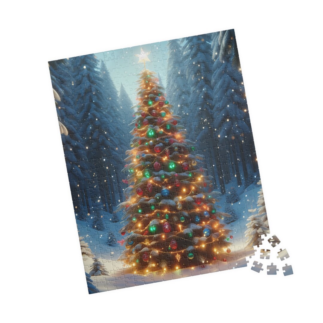 Christmas Winter Scene Puzzle Christmas Tree Puzzle Snowy Forest Winter ...