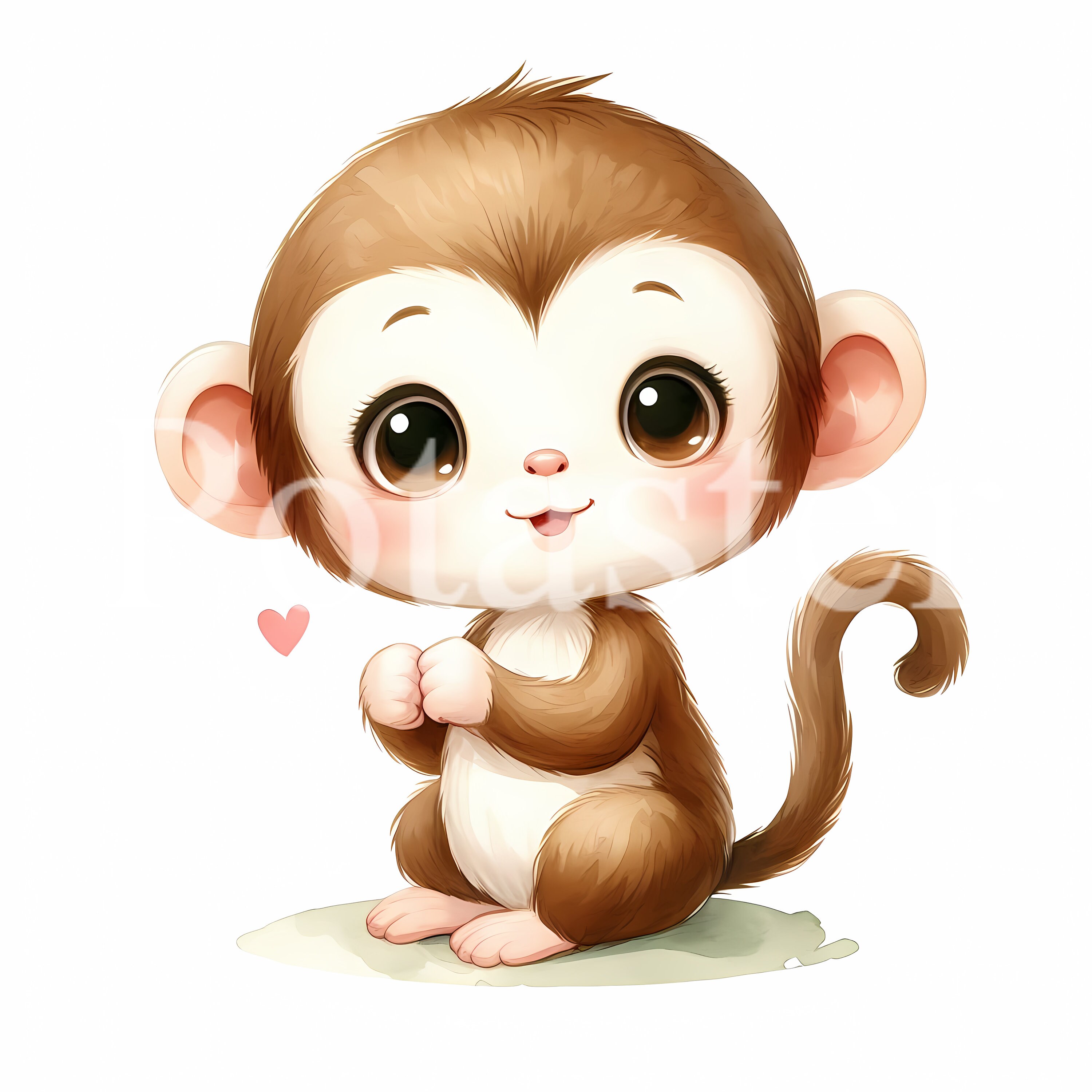 Watercolor Monkey Clipart Set, Baby Animal Art (commercial Use, Instant ...