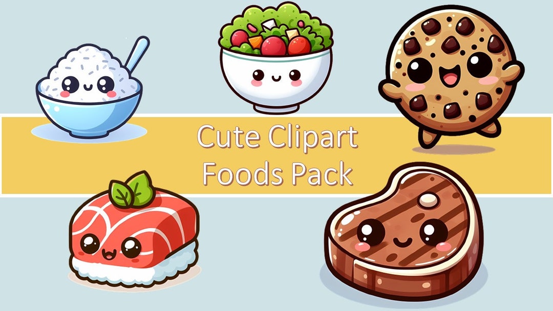 Cute Foods Clipart Pack Food Cuteness Commercial Use - Etsy