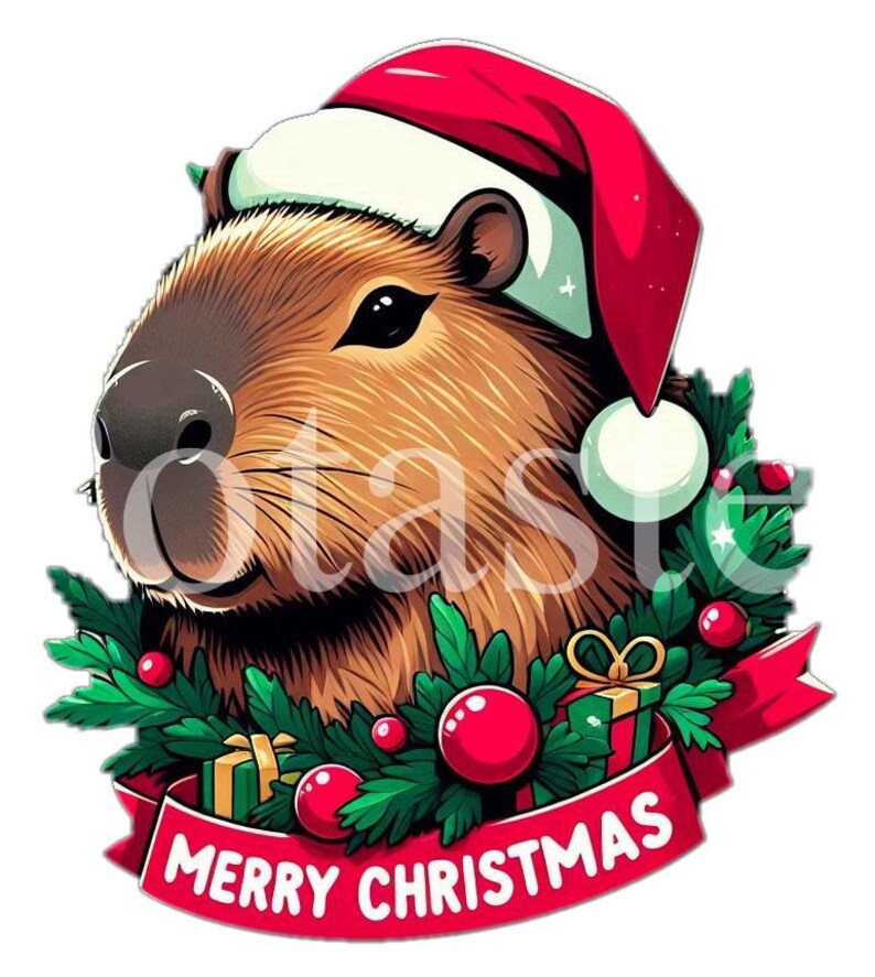 Christmas Capybara Clipart, Holiday Cartoon (commercial Use, Digital ...