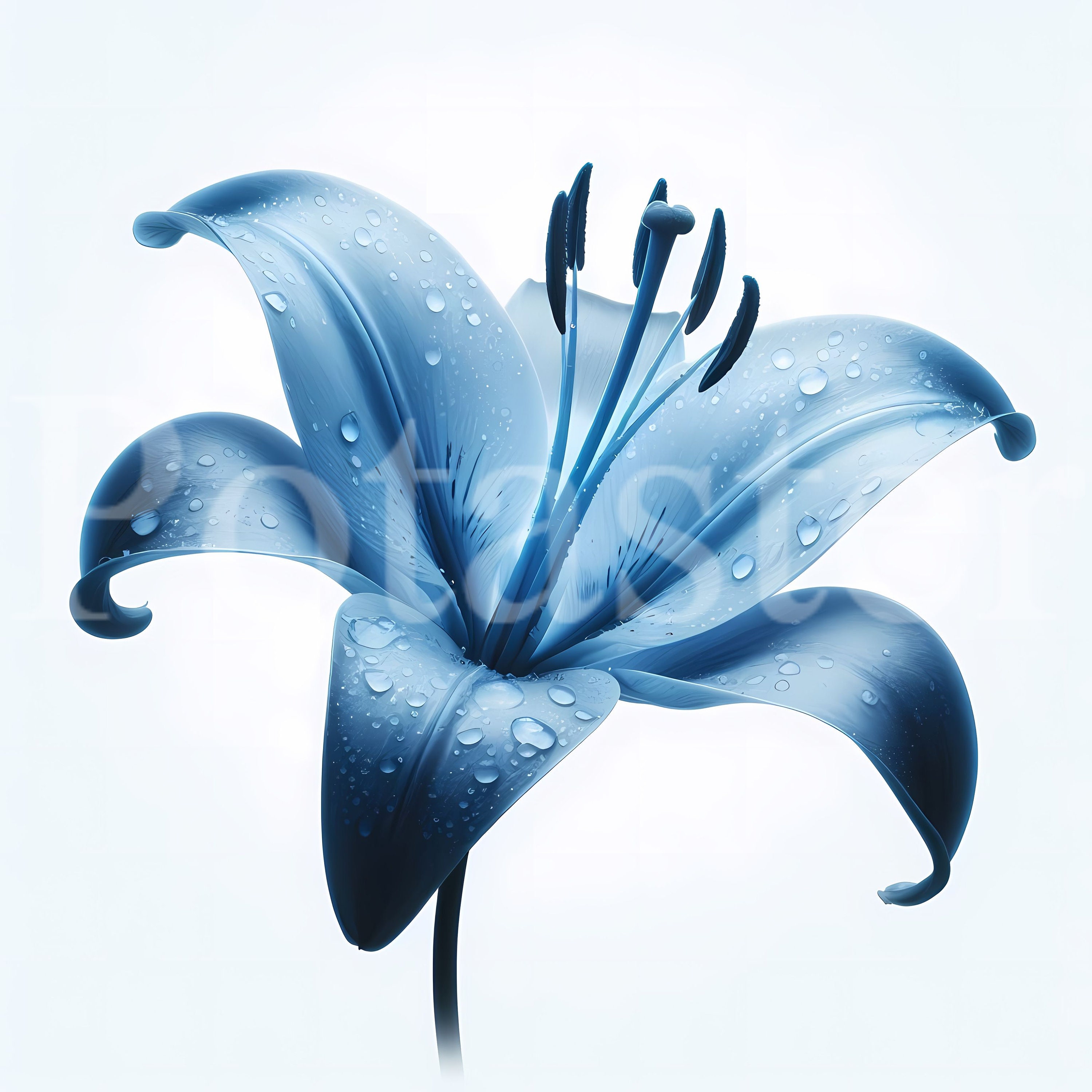 Blue Flower Clipart Blue Light Blue Flower Wall Art Single Flower Stem ...