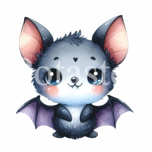 Baby Bat Watercolor Clipart, Nursery Art (PNG, Commercial Use - Etsy