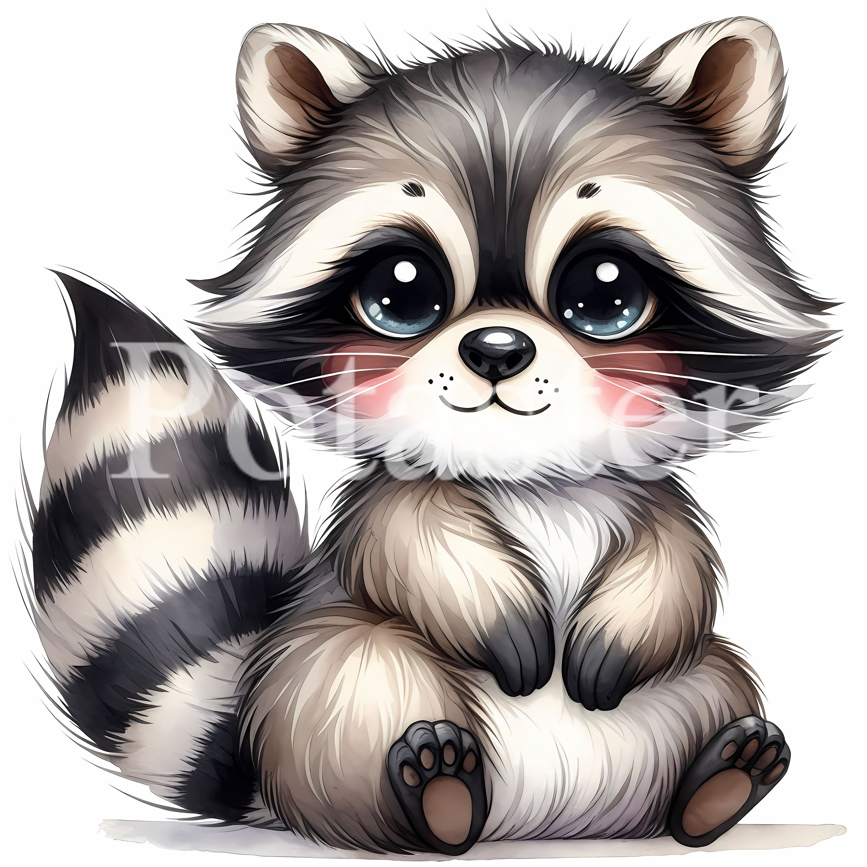 5 Cute Raccoon Clipart Raccoon Watercolor Clipart Cute Watercolor ...