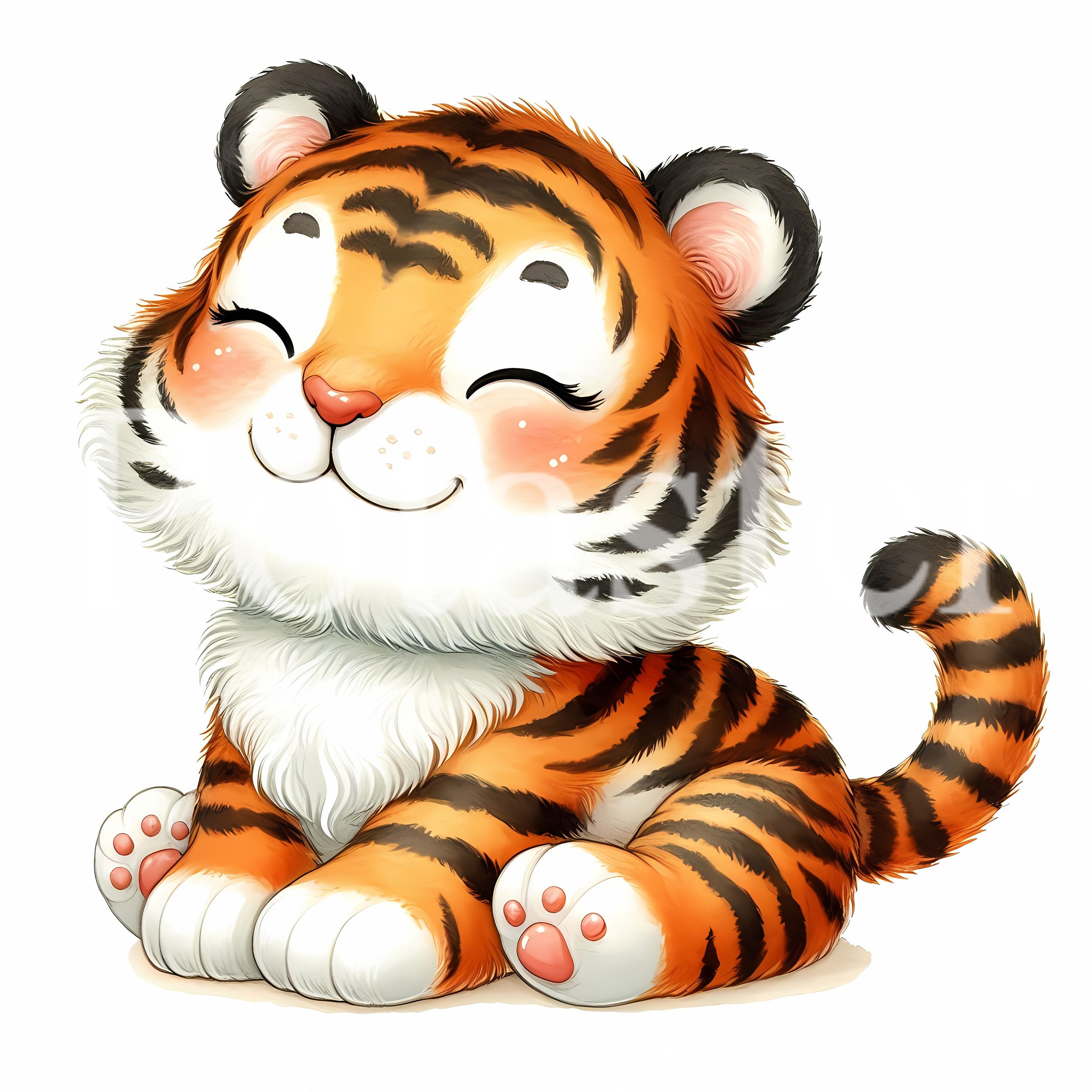 5 Cute Tiger Clipart Tiger Watercolor Clipart Cute Watercolor Aquarel ...