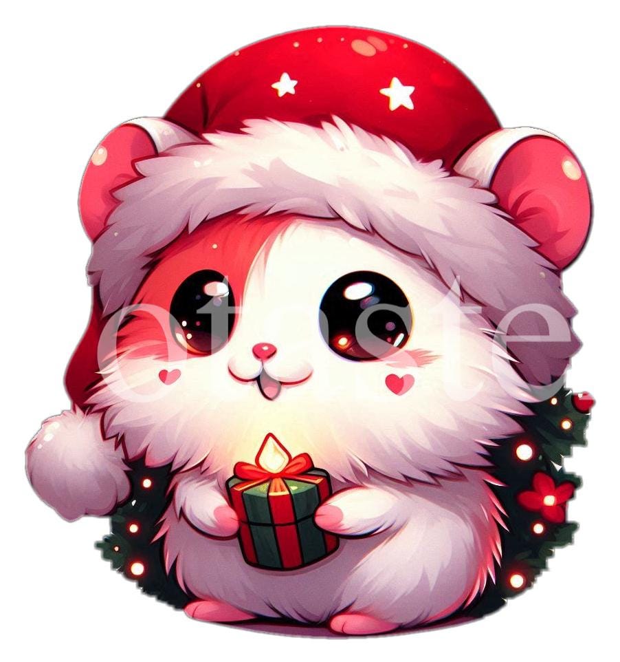 Christmas Hamster Clipart: Holiday Cartoon Designs (digital Download ...