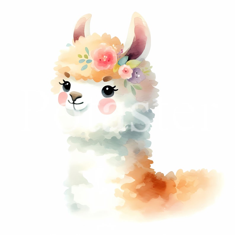 Watercolor Llama Clipart Set, Nursery Art (commercial Use) (digital ...