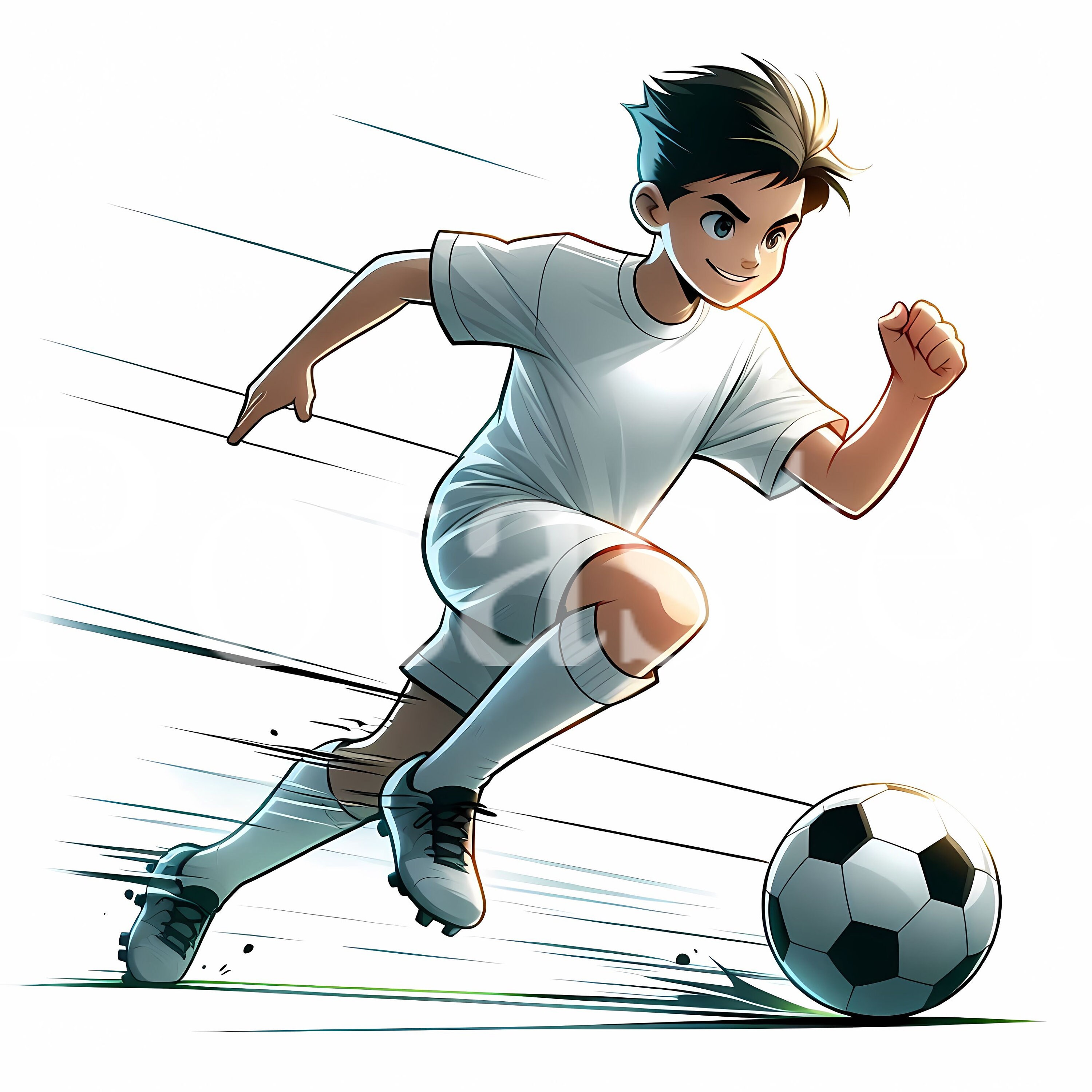 Cartoon Boy Soccer Player Clipart, Sports Illustration (commercial Use ...