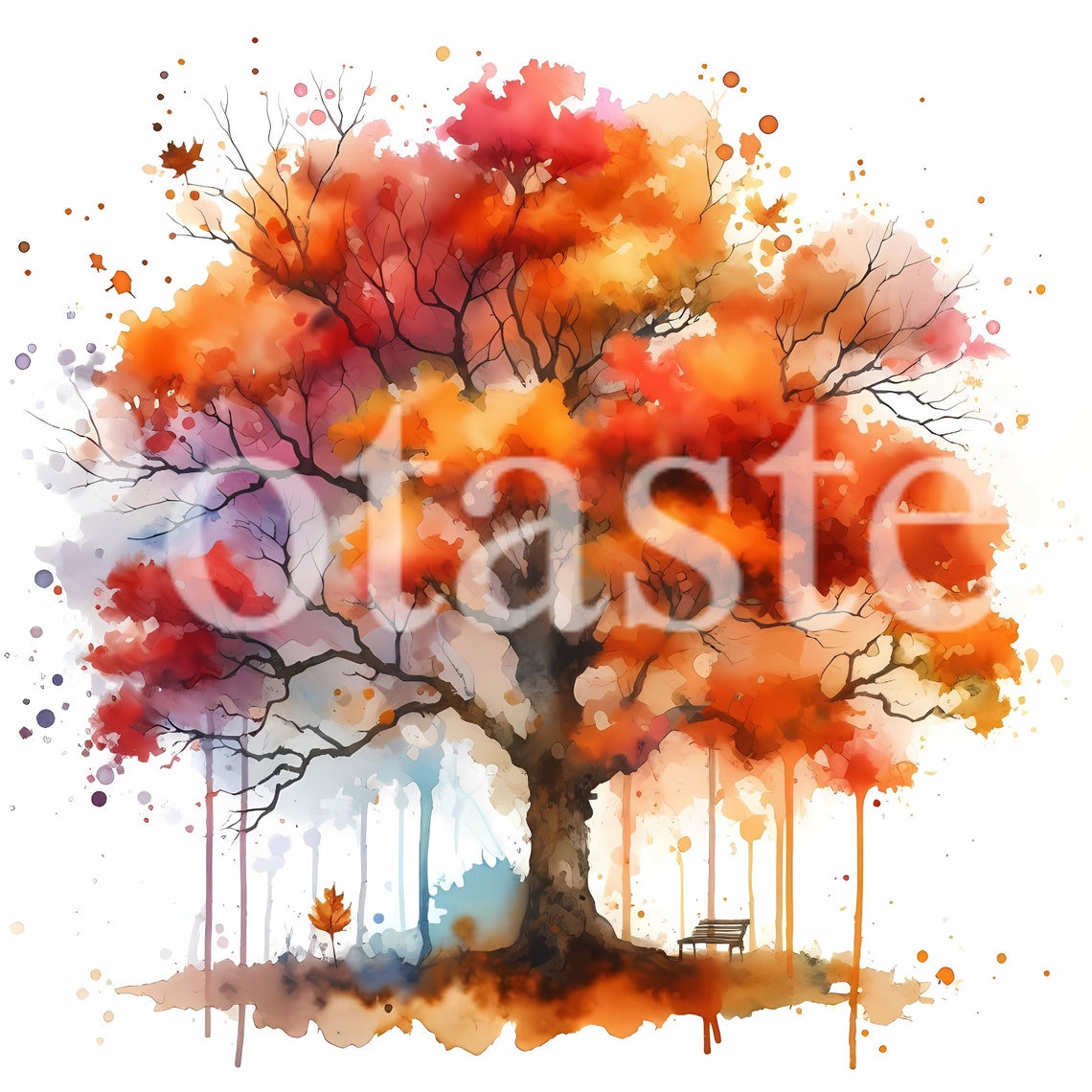 5 Oak Tree Clipart Oak Clipart Autumn Oak Printable Watercolor Clipart ...
