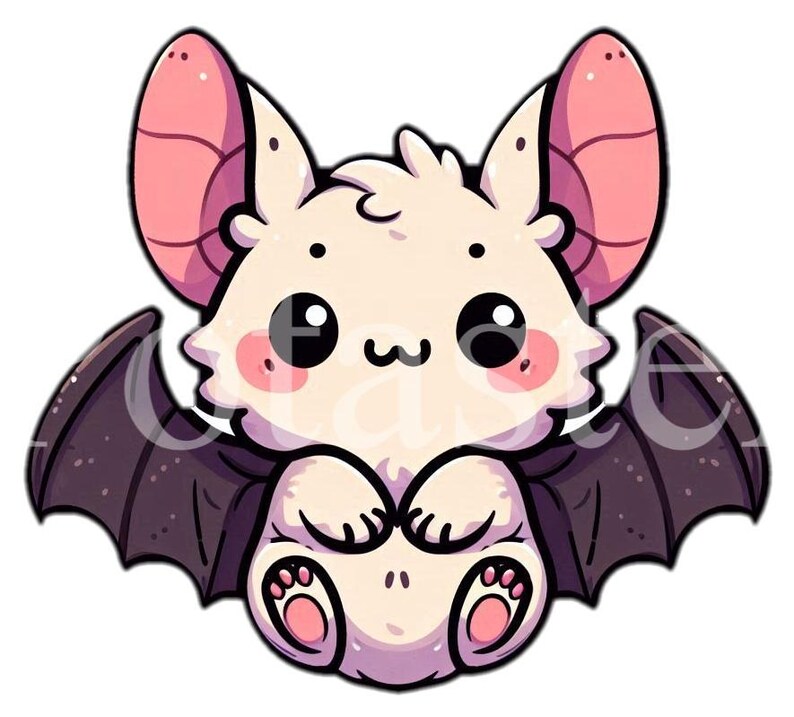 8 Cute Bat Clipart Bat Watercolor Clipart Cute Watercolor Cartoon Bat ...