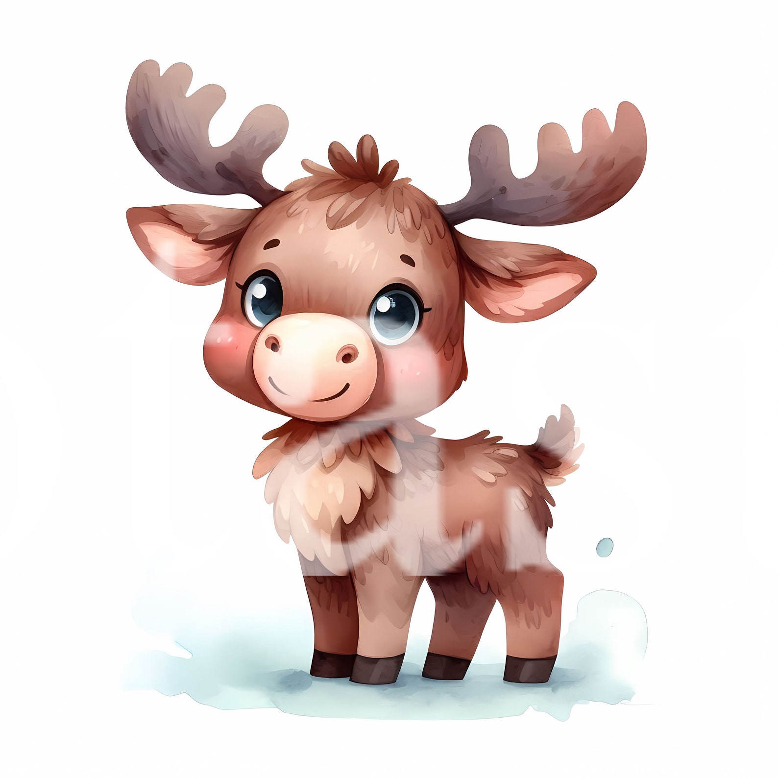 5 Cute Moose Clipart Moose Watercolor Clipart Cute Watercolor Aquarel Moose Baby Moose Gift for ...