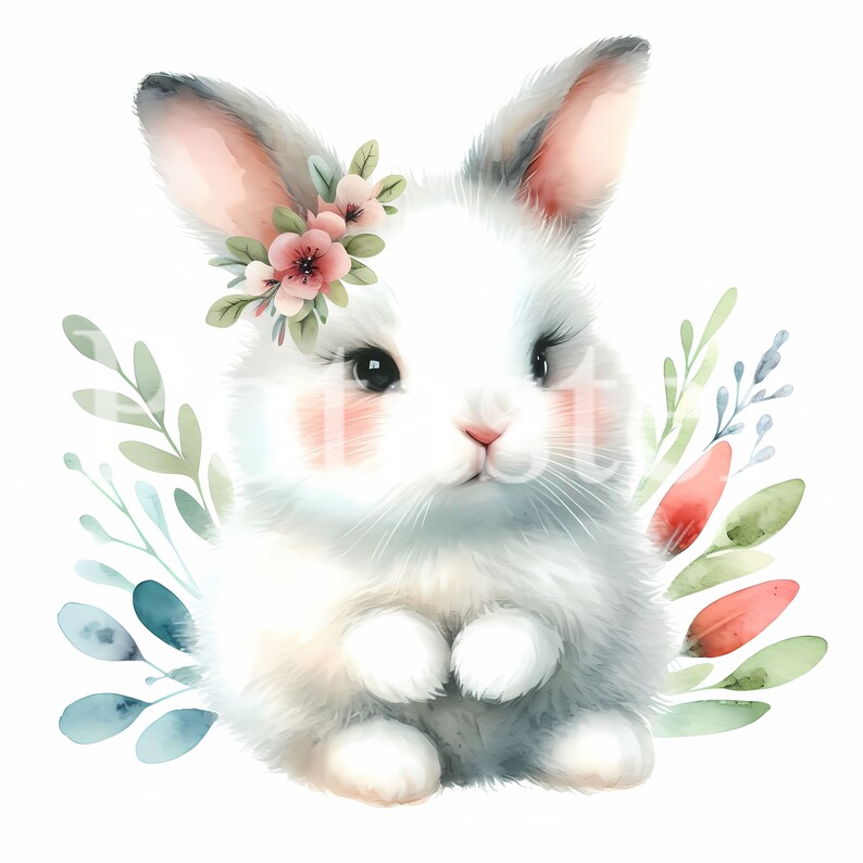 5 Cute Bunny Clipart Bunny Watercolor Clipart Cute Watercolor Aquarel ...