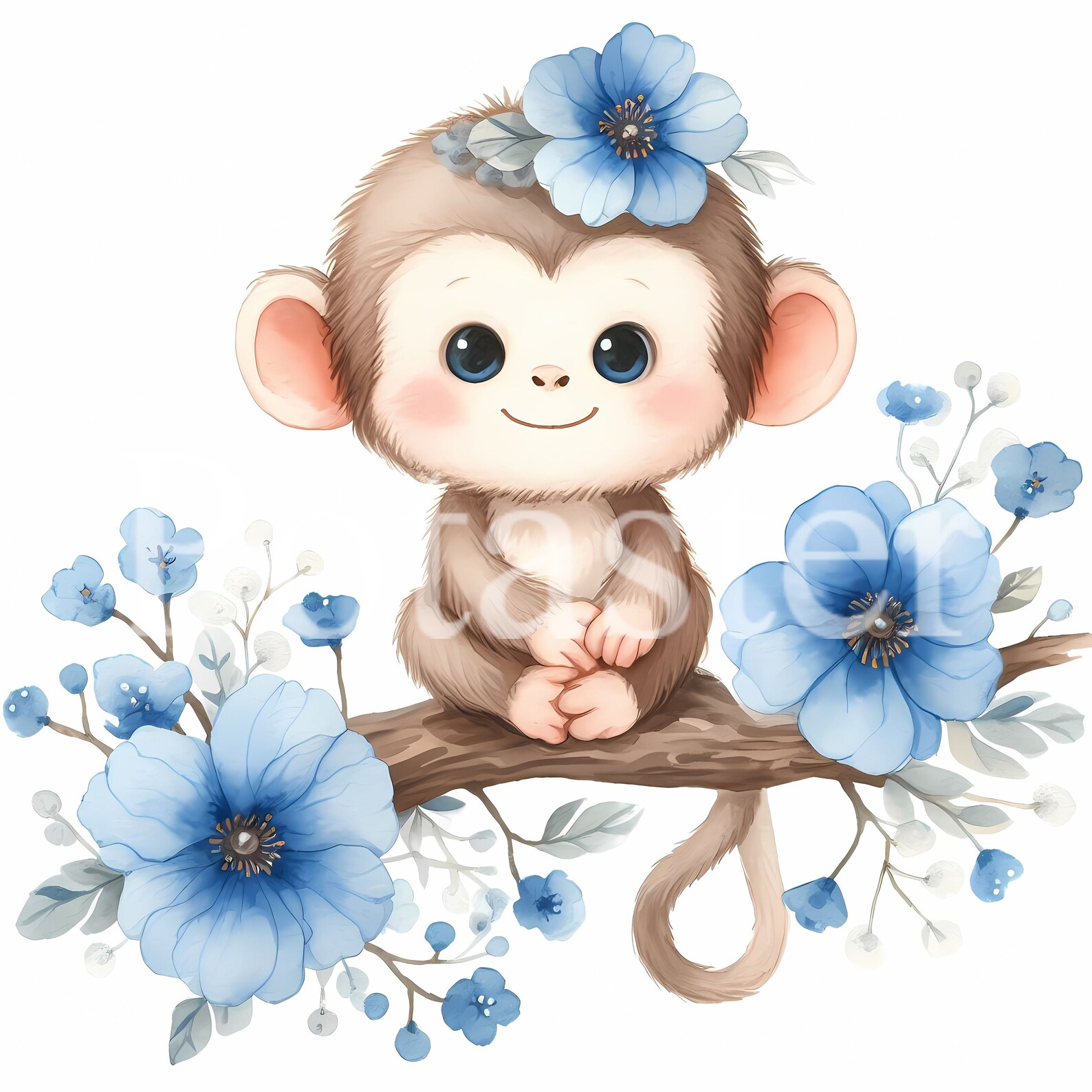 5 Cute Monkey Clipart Monkey Watercolor Clipart Cute Watercolor Aquarel ...