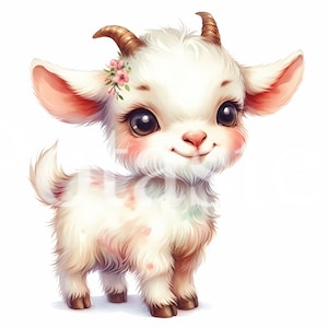 Watercolor Baby Goat Clipart, Nursery Art (instant Download) - Etsy